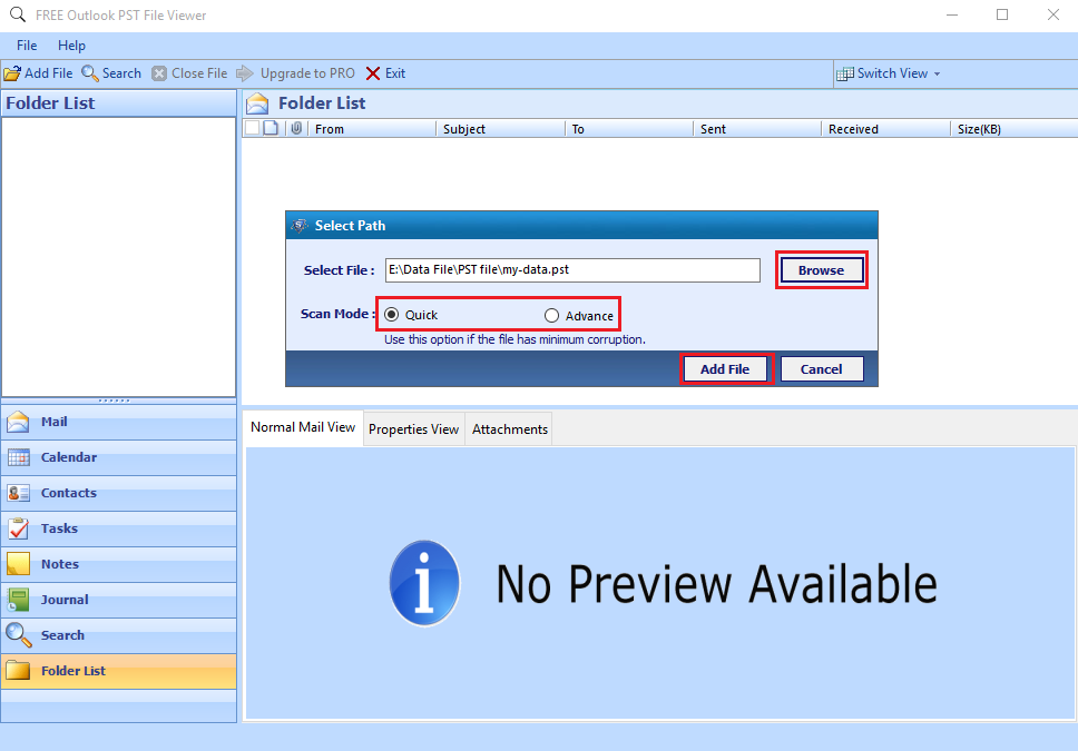 Free PST Viewer Tool to Open & View PST File Without Outlook