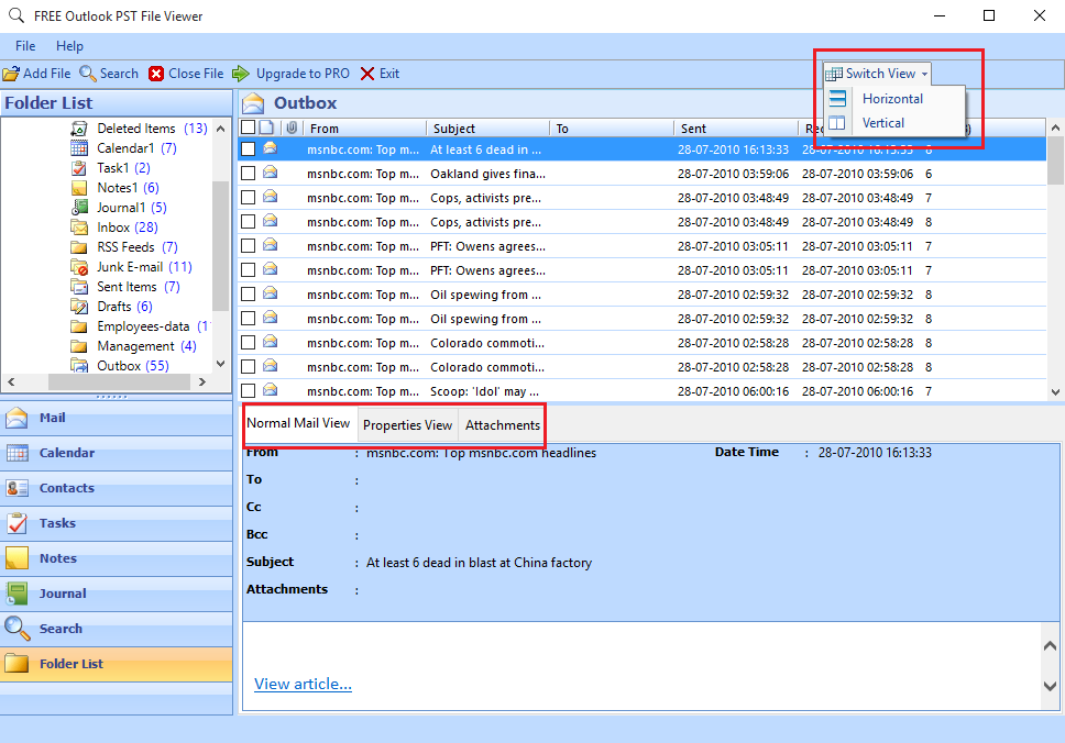 Free PST Viewer Tool to Open & View PST File Without Outlook